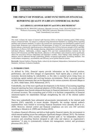 THE IMPACT OF INTERNAL AUDIT FUNCTIONS ON FINANCIAL REPORTING QUALITY IN LIBYAN COMMERCIAL BANKS ...