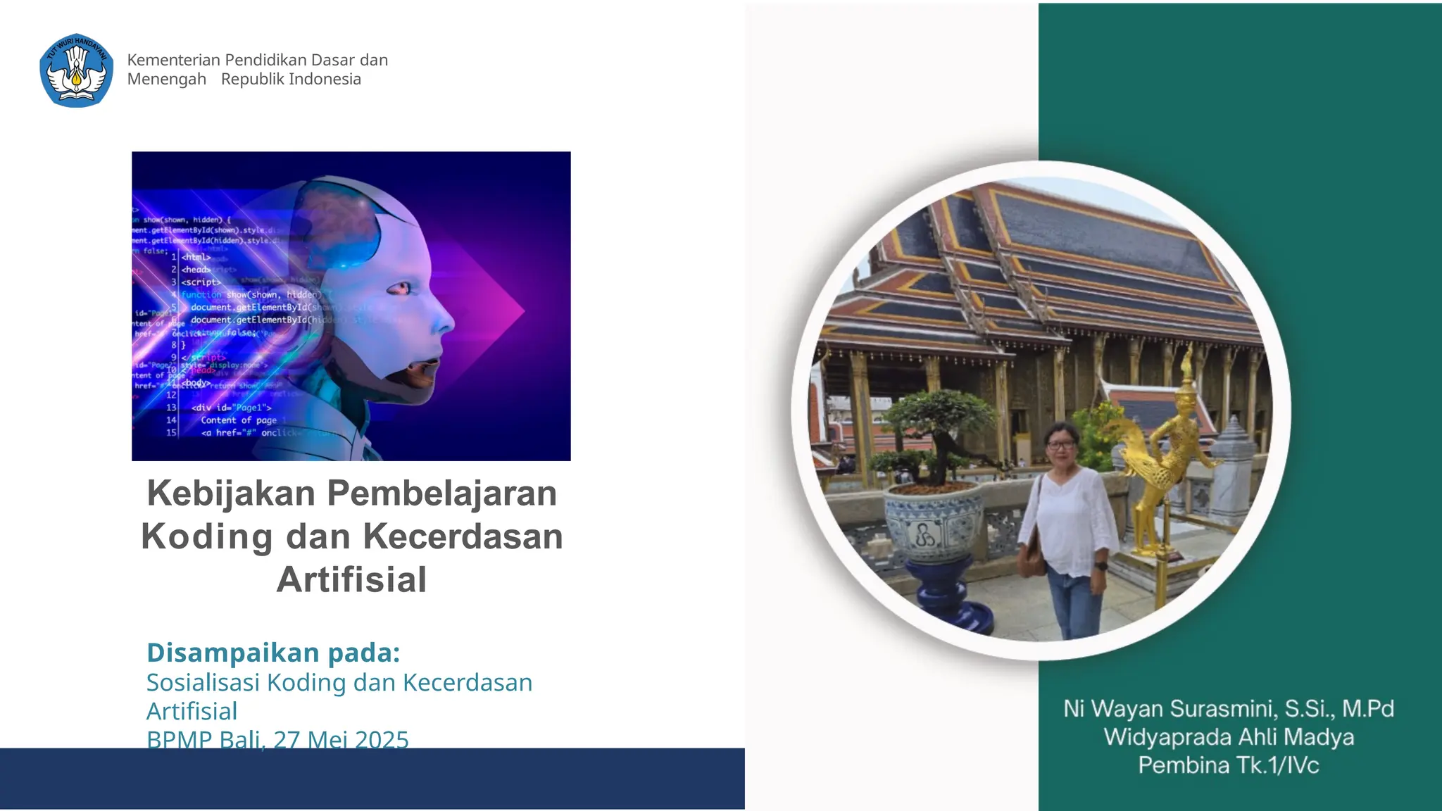 Kebijakan Koding dan Kecerdasan Artifisial Jenjang PAUD/SD | PPTX
