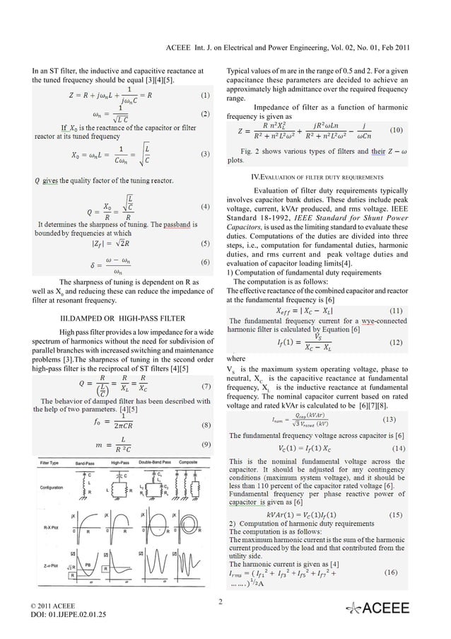 Simulation Studies of Shunt Passive Harmonic Filters: Six Pulse Rectifier Load – Power Factor ...