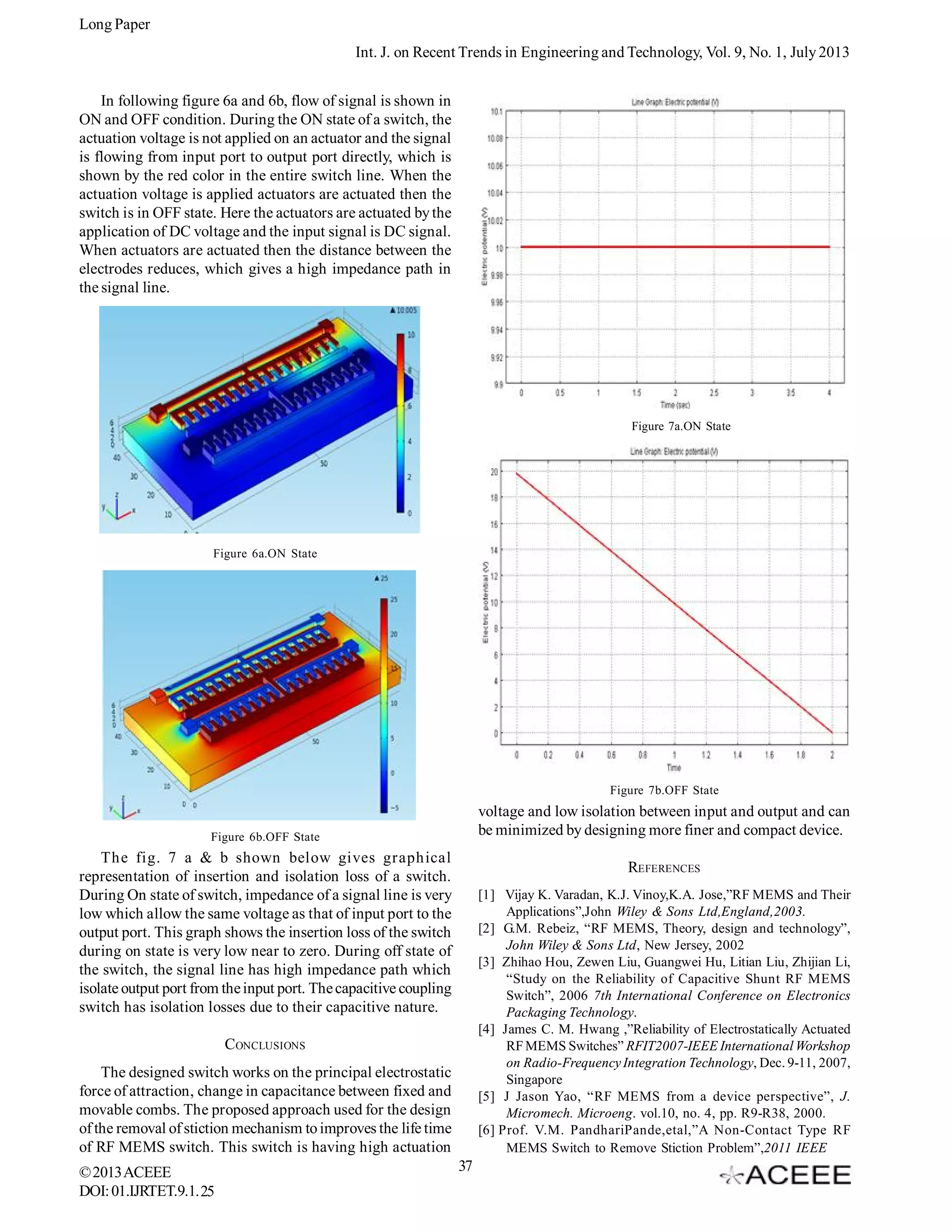 A Non-Contact Type Comb Drive for the Removal of Stiction Mechanism in MEMS Switch | PDF