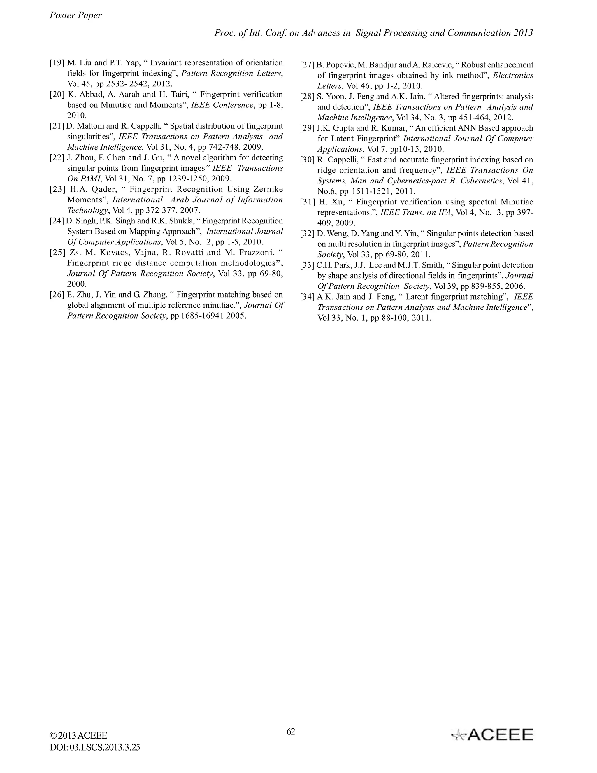 Various Mathematical and Geometrical Models for Fingerprints: A Survey | PDF