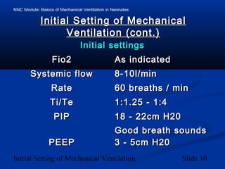 25. basics of mechanical ventilation in neonates | PPT