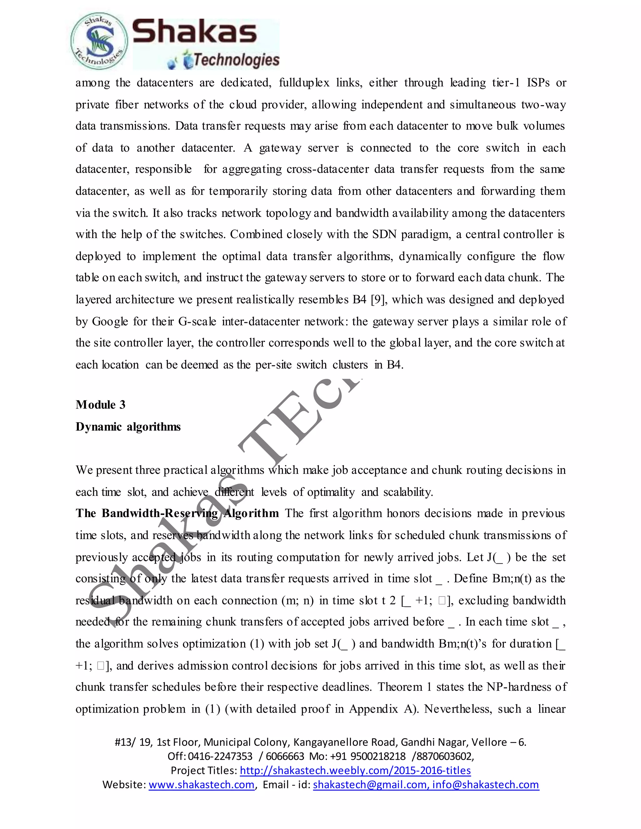 ORCHESTRATING BULK DATA TRANSFERS ACROSS GEO-DISTRIBUTED DATACENTERS | PDF