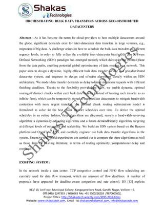 ORCHESTRATING BULK DATA TRANSFERS ACROSS GEO-DISTRIBUTED DATACENTERS | PDF