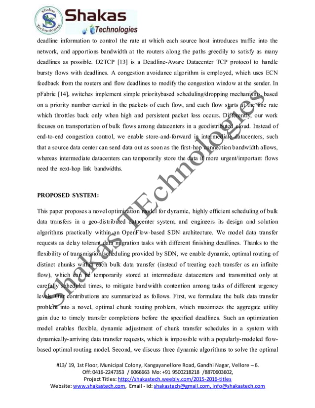 Orchestrating Bulk Data Transfers Across Geo Distributed Datacenters Pdf