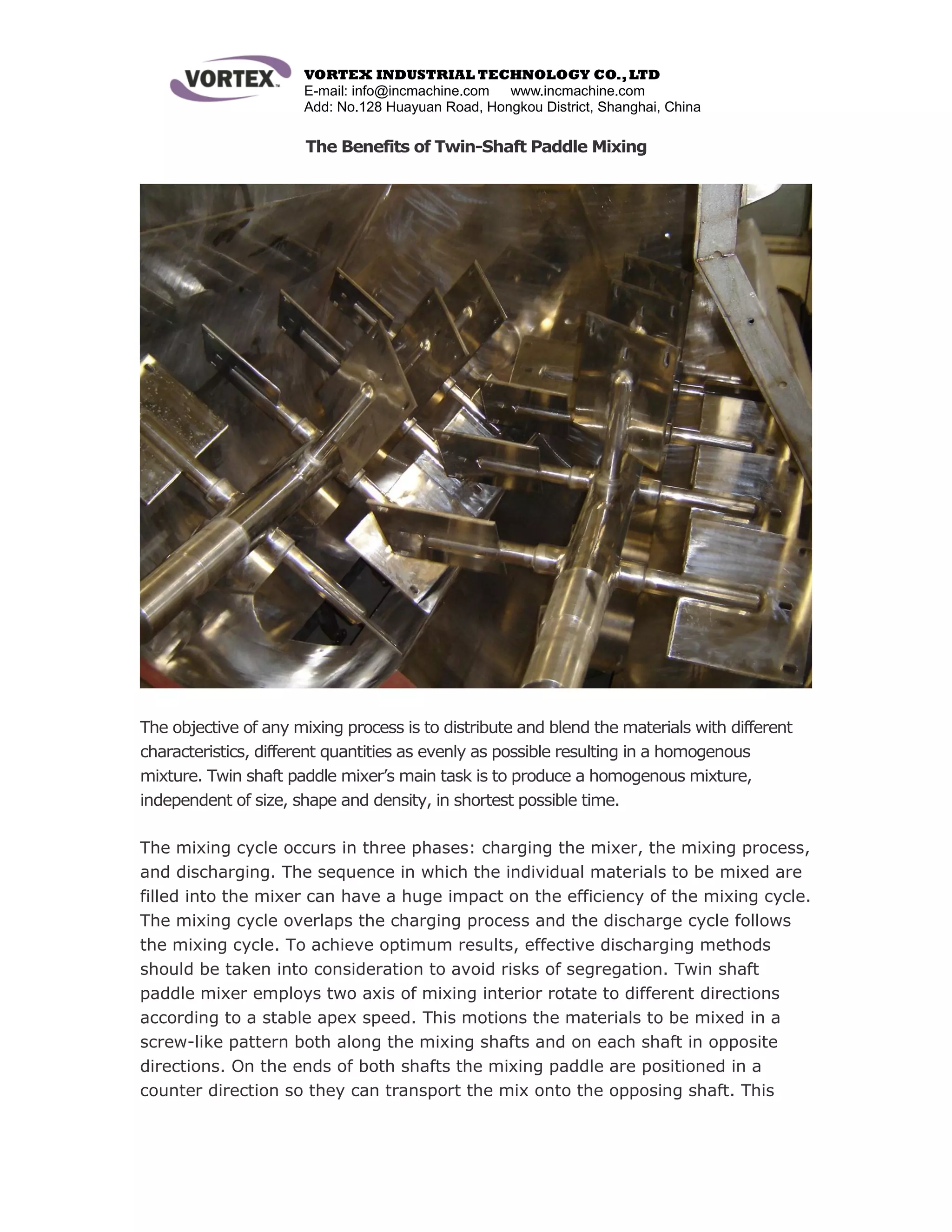 the benifits of twin shaft paddle mixer | PDF