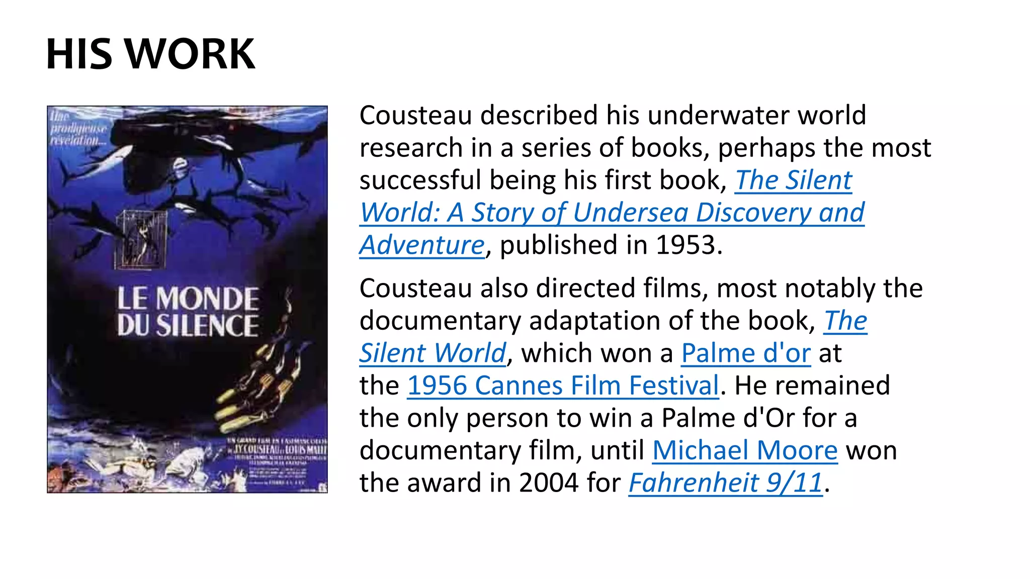 GLOBAL PERSPECTIVE CAMBRIDGE IGCSE: FAMOUS ENVIRONMENTALISTS - JACQUES ...