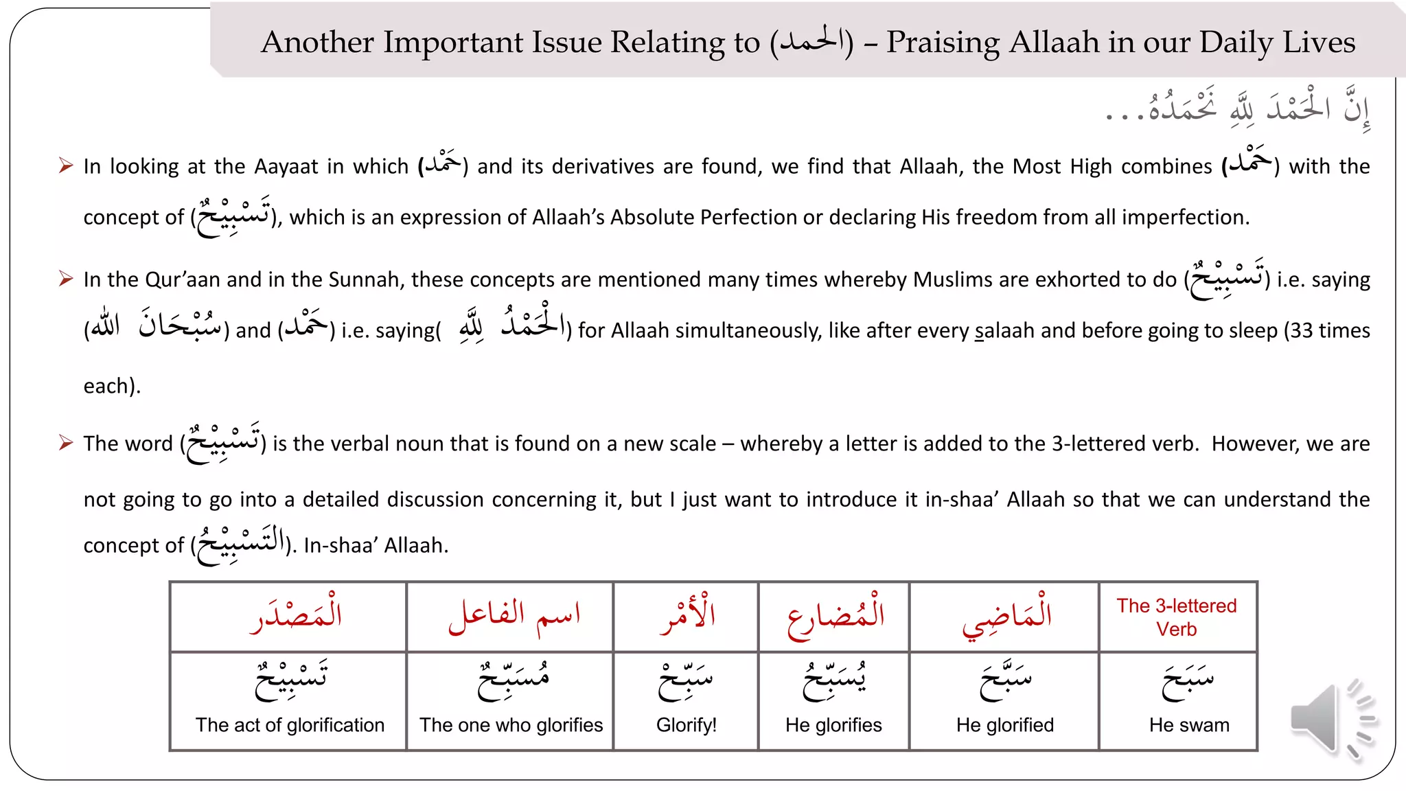 Lesson 25 | Gratitude and Tasbeeh | Learn Arabic to Understand the ...