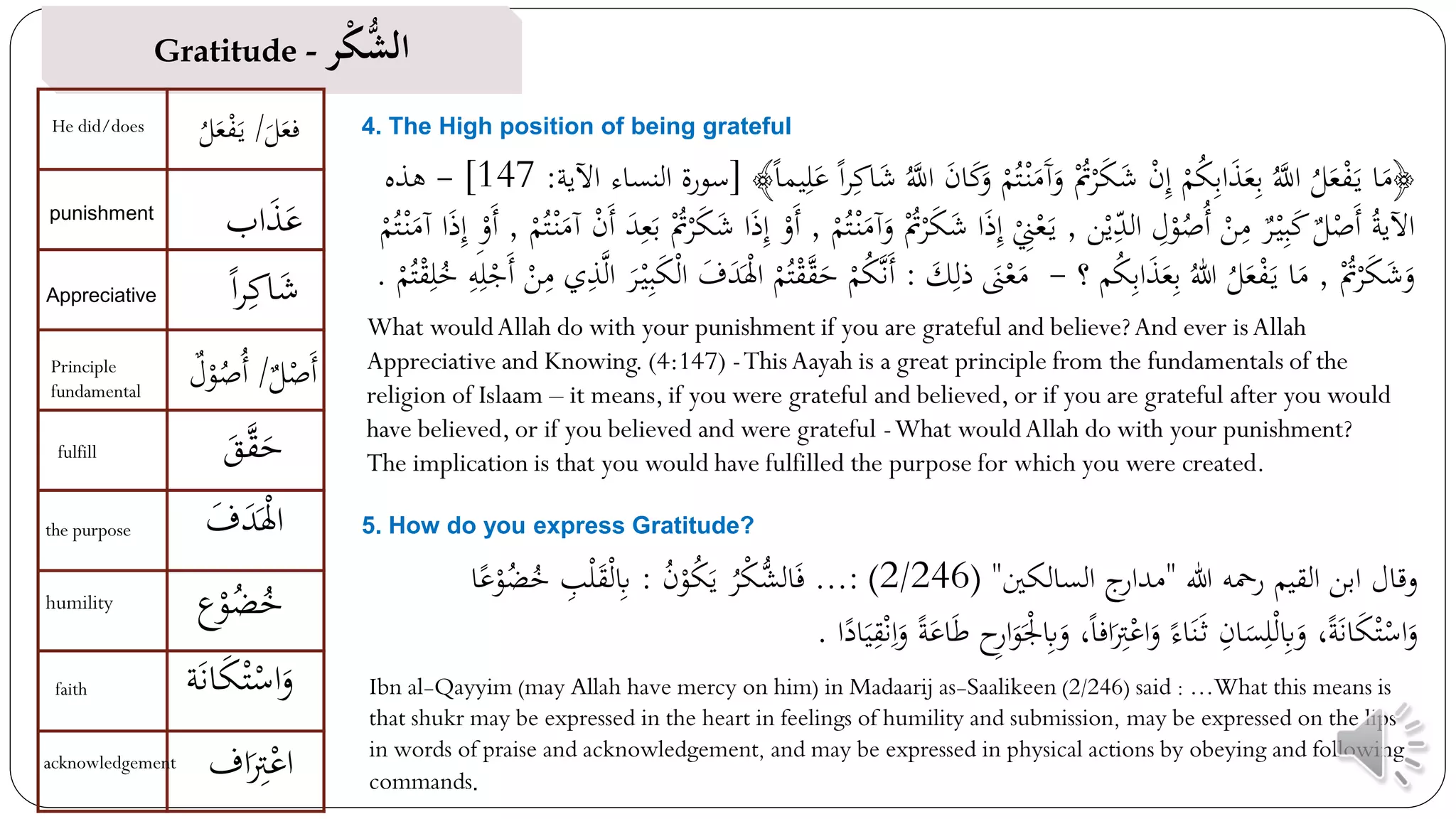 Lesson 25 | Gratitude and Tasbeeh | Learn Arabic to Understand the ...