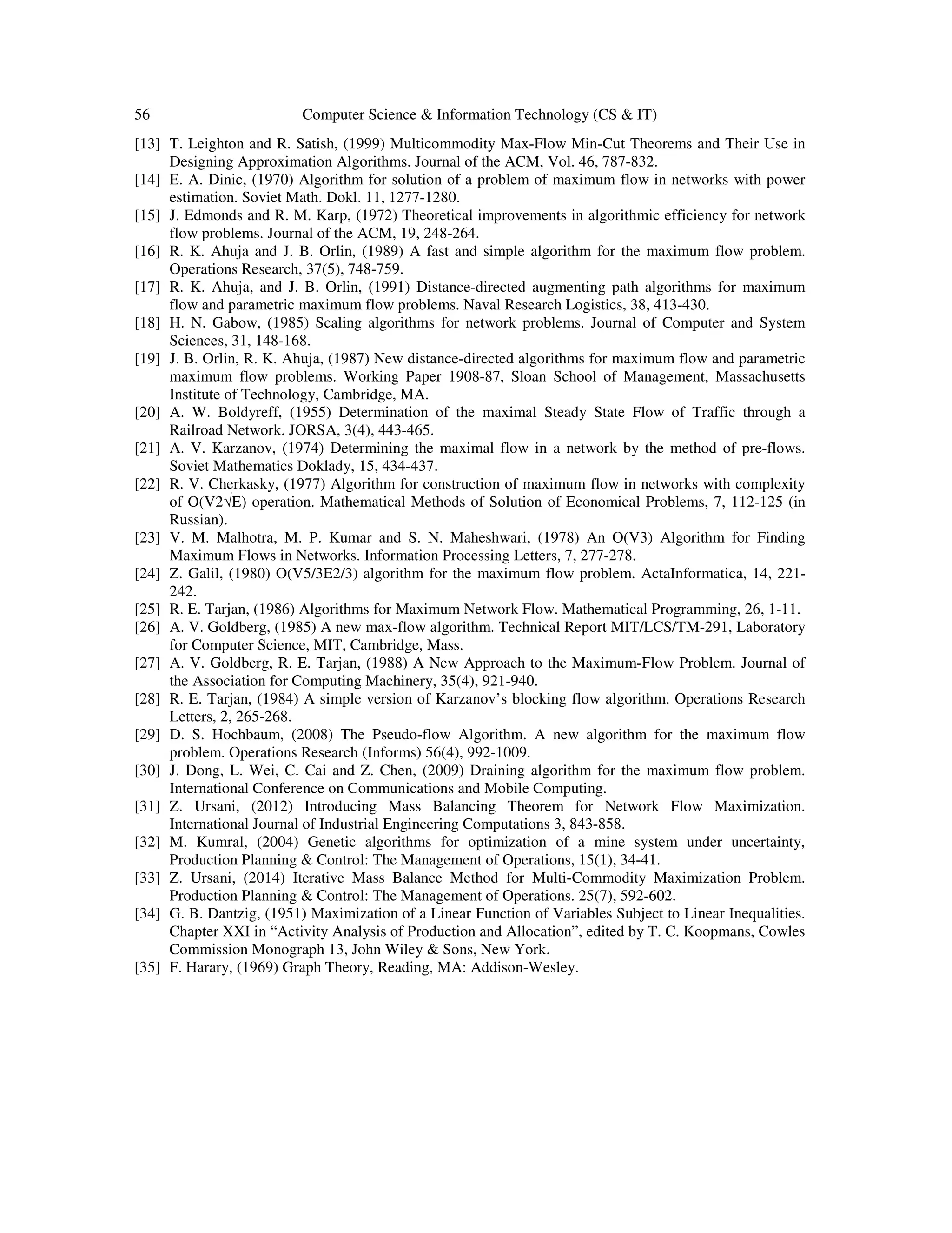 INTRODUCING SIMPLEX MASS BALANCING METHOD FOR MULTI-COMMODITY FLOW ...