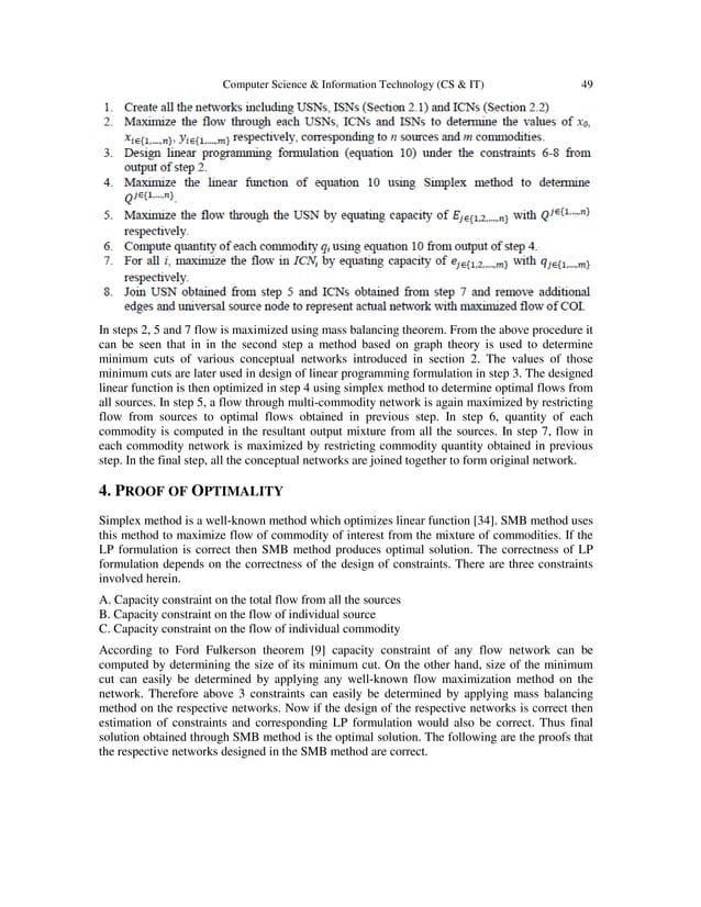 INTRODUCING SIMPLEX MASS BALANCING METHOD FOR MULTI-COMMODITY FLOW ...
