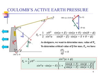 Geotechnical Engineering-II [Lec #25: Coulomb EP Theory - Numericals ...