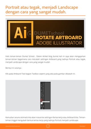 Cara Mengubah Artboard Portrait Menjadi Landscape Di Adobe Illustrator ...