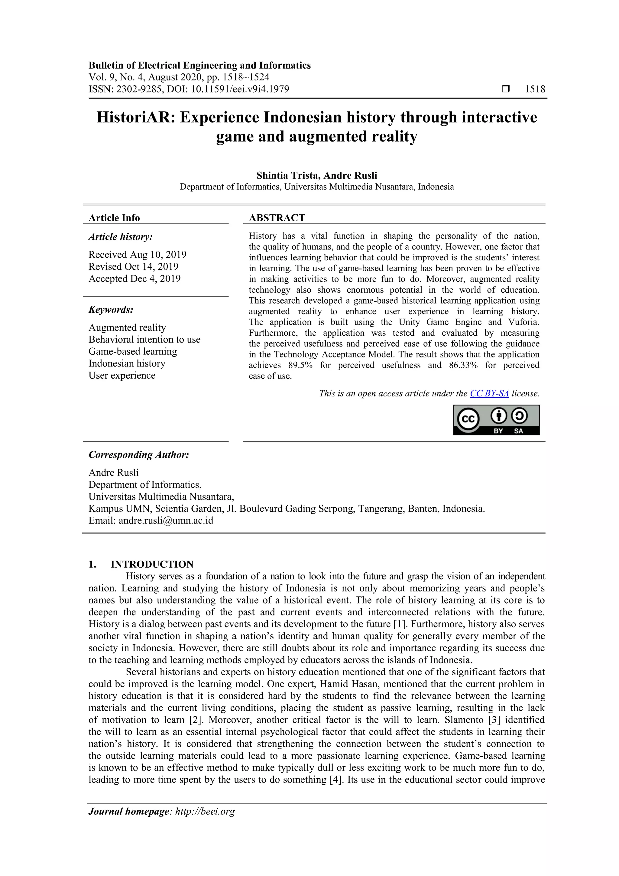 HistoriAR: Experience Indonesian history through interactive game and ...