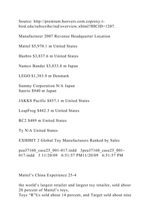25-1 Case 25 Case 25 Mattel’s China Experience .docx