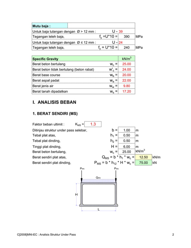 25. perhitungan struktur underpass | PDF