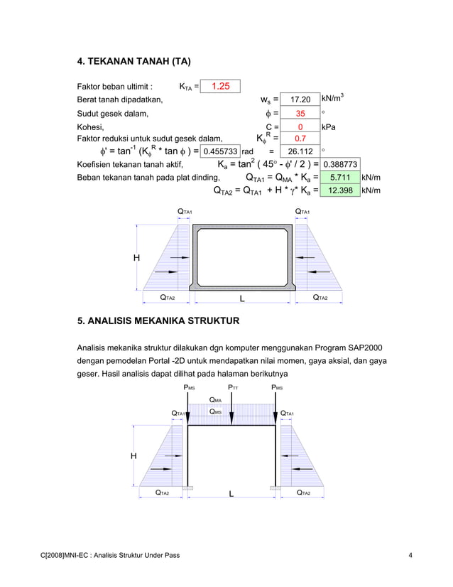 25. perhitungan struktur underpass | PDF
