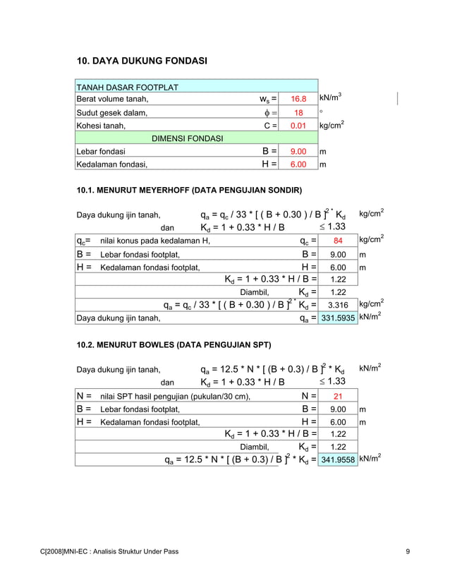 25. perhitungan struktur underpass | PDF
