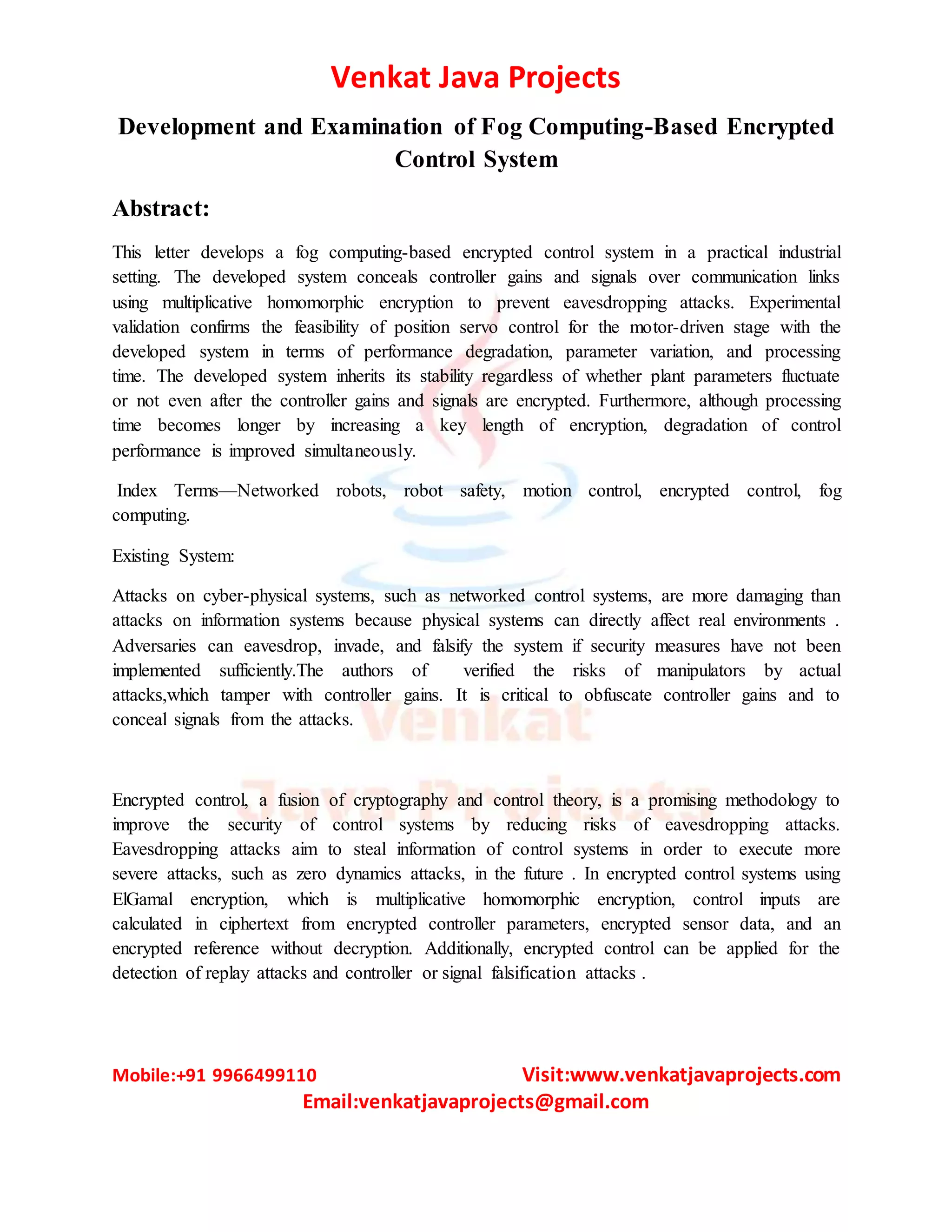 Development And Examination Of Fog Computing Based Encrypted Control System Pdf Free Download