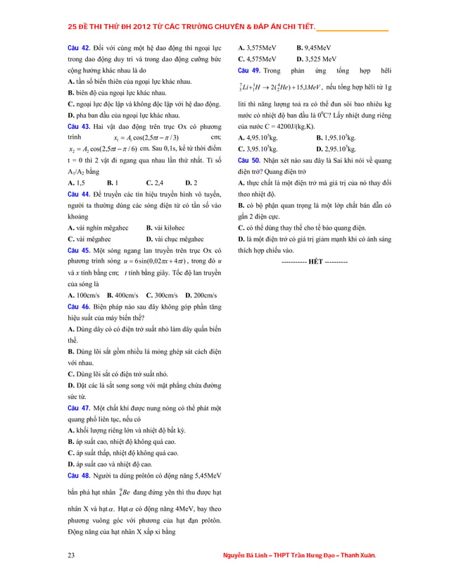 25 de chuyen co loi giai chi tiet | PDF