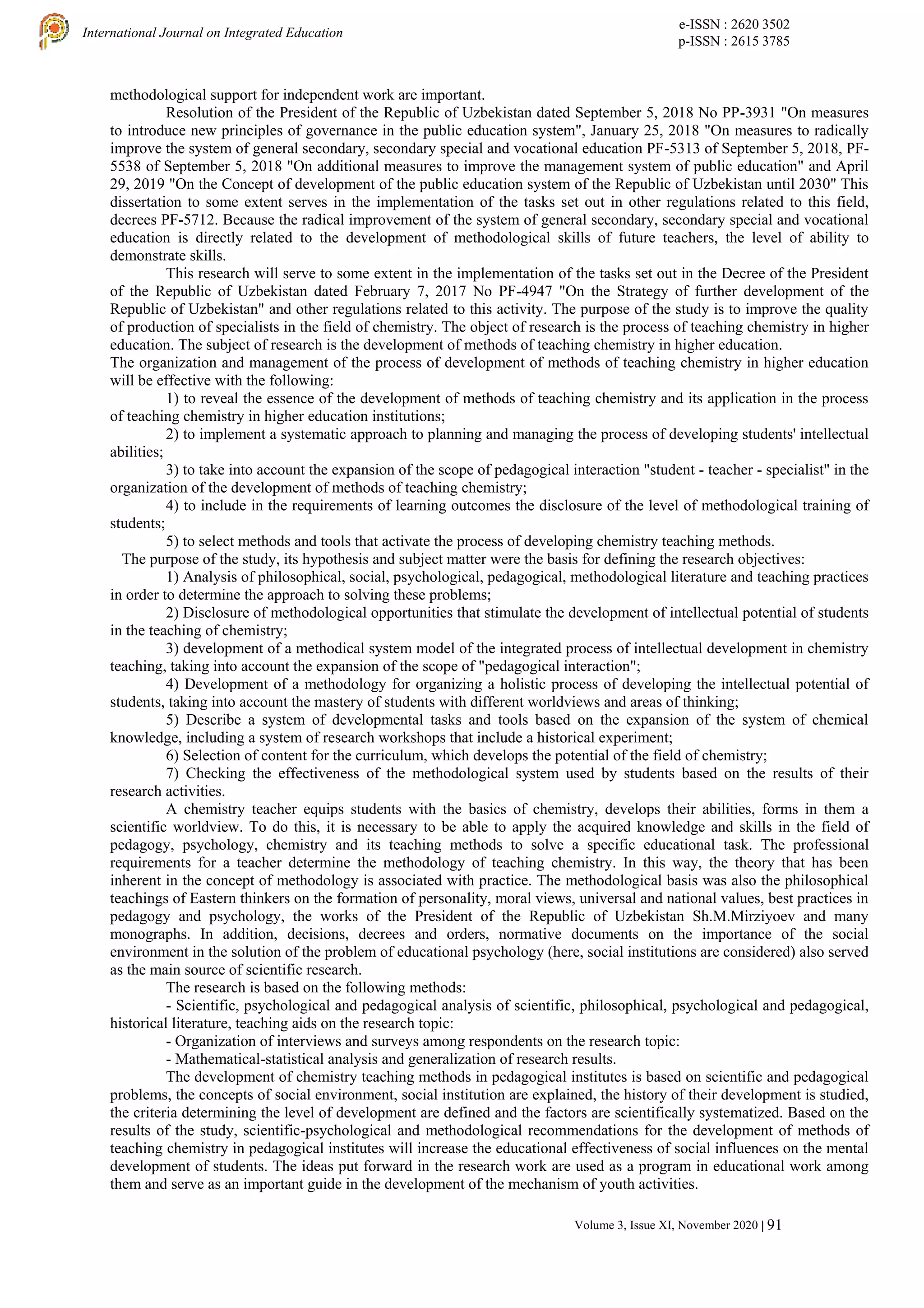 Improving traditional methods of teaching chemistry | PDF