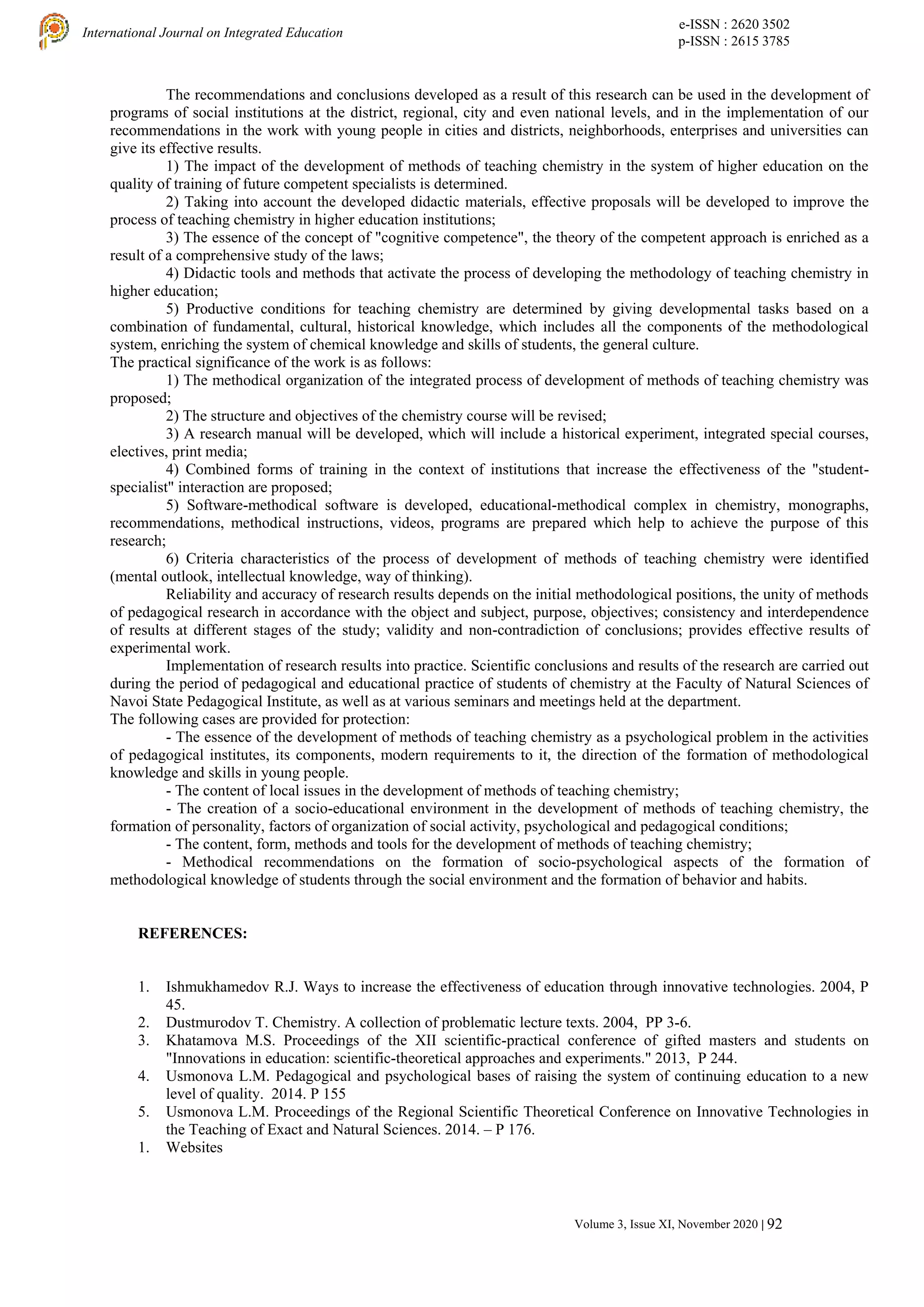 Improving traditional methods of teaching chemistry | PDF | Professional School | Postgraduate ...
