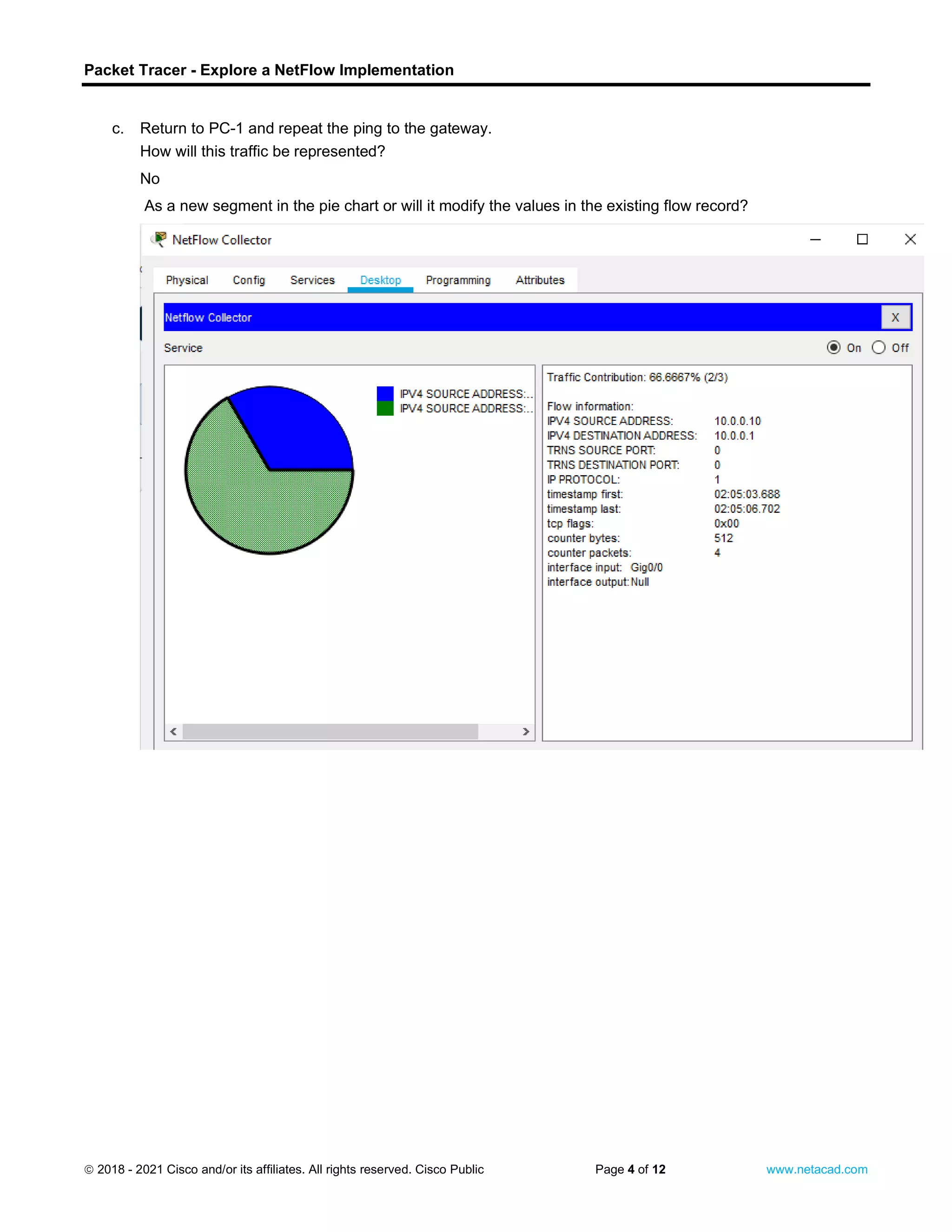 25.3.10 packet tracer explore a net flow implementation | PDF