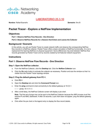 25.3.10 packet tracer explore a net flow implementation | PDF