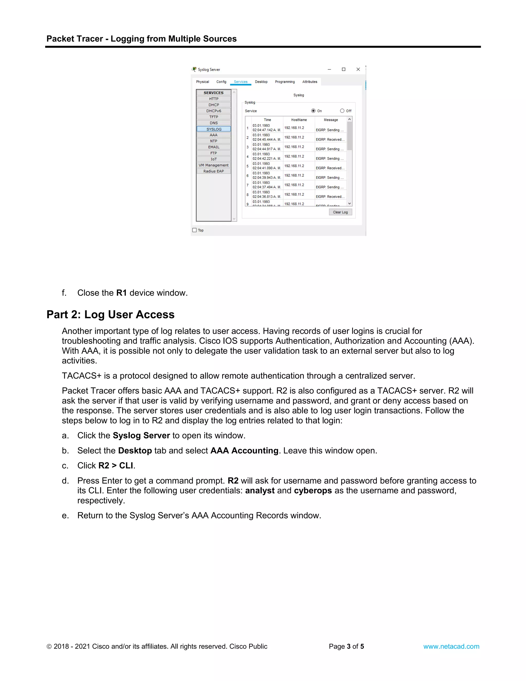 25.3.11 packet tracer logging from multiple sources | PDF