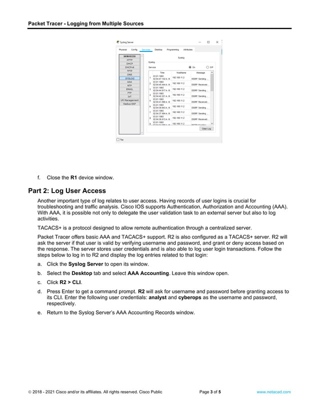 25.3.11 packet tracer logging from multiple sources | PDF