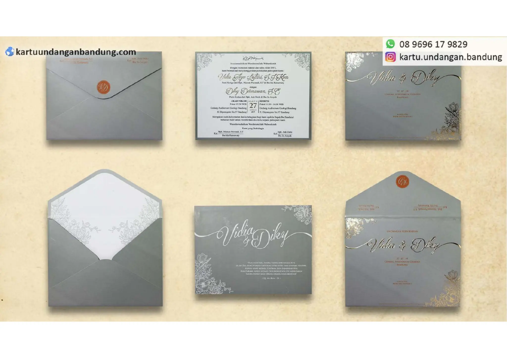 Kartu Undangan Singlehard Cover Simple Elegant Light Gray | PPT