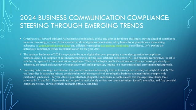 2024 Business Communication Compliance: Steering Through Emerging ...