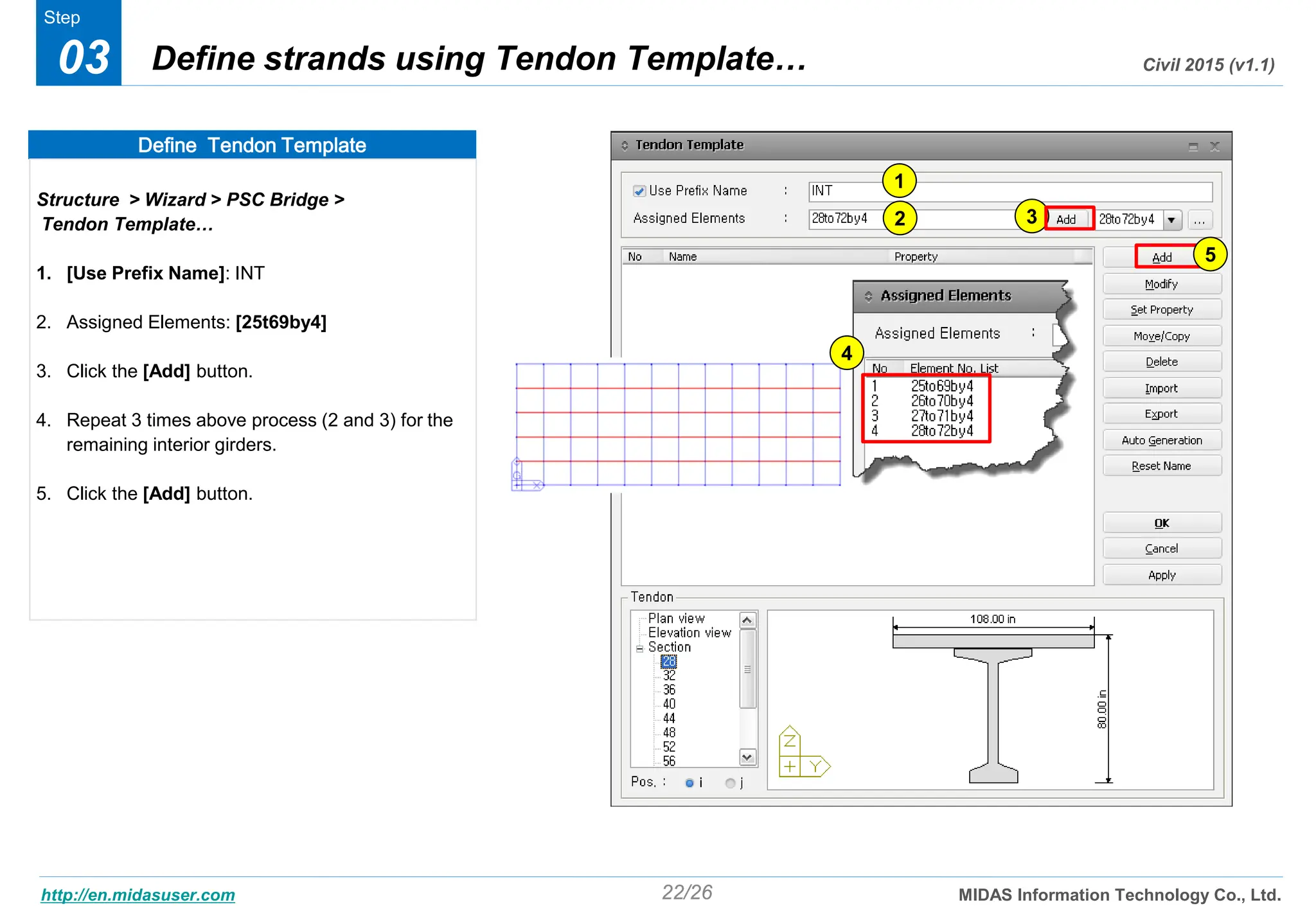 MIDAS CIVIL Tendon template for prestressing | PDF