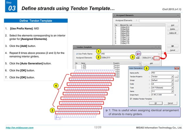 MIDAS CIVIL Tendon template for prestressing | PDF