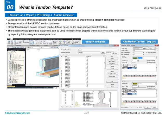 MIDAS CIVIL Tendon template for prestressing | PDF