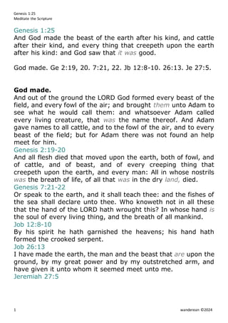 Genesis 1:25 - Meditate the Scripture Daily bit by bit | PDF