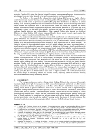 Contribution of critical thinking, science process skills towards learning outcomes based on ...