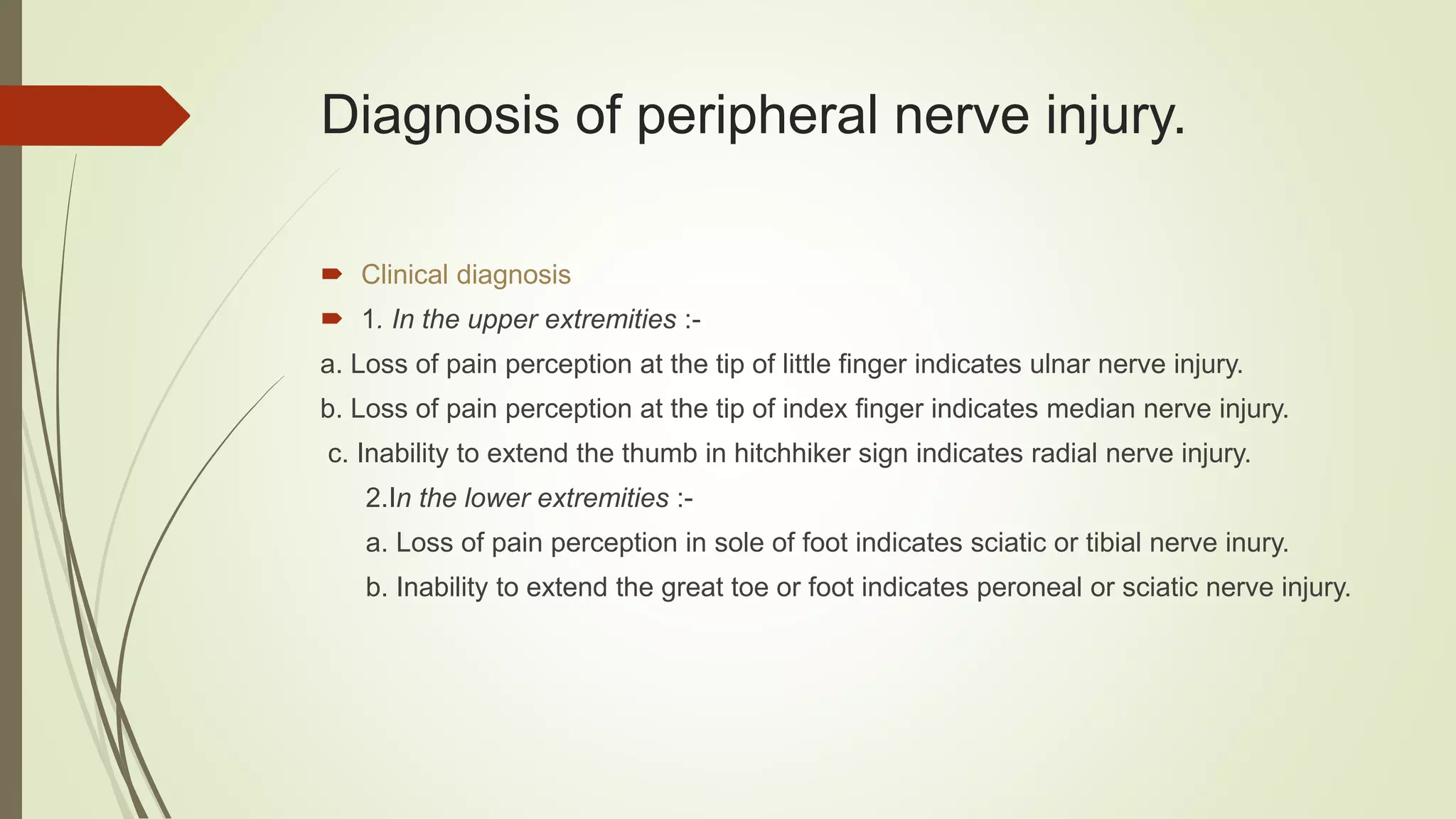classification and diagnostic methods of peripheral nerve injury | PPTX