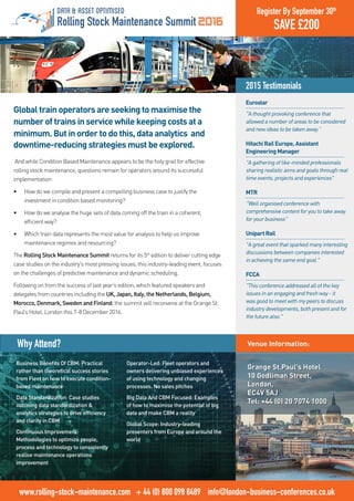 Rolling Stock Maintenance Summit 2016 | PDF