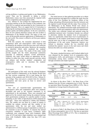 Metacognitive and Computation Skills: Predicting Students' Performance ...