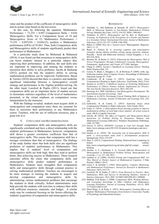 Metacognitive and Computation Skills: Predicting Students' Performance in Mathematics | PDF ...