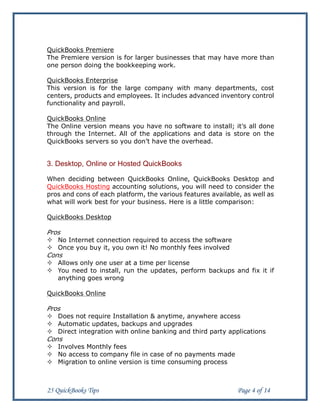 25 quickbooks tips | PDF | Computing | Technology & Computing