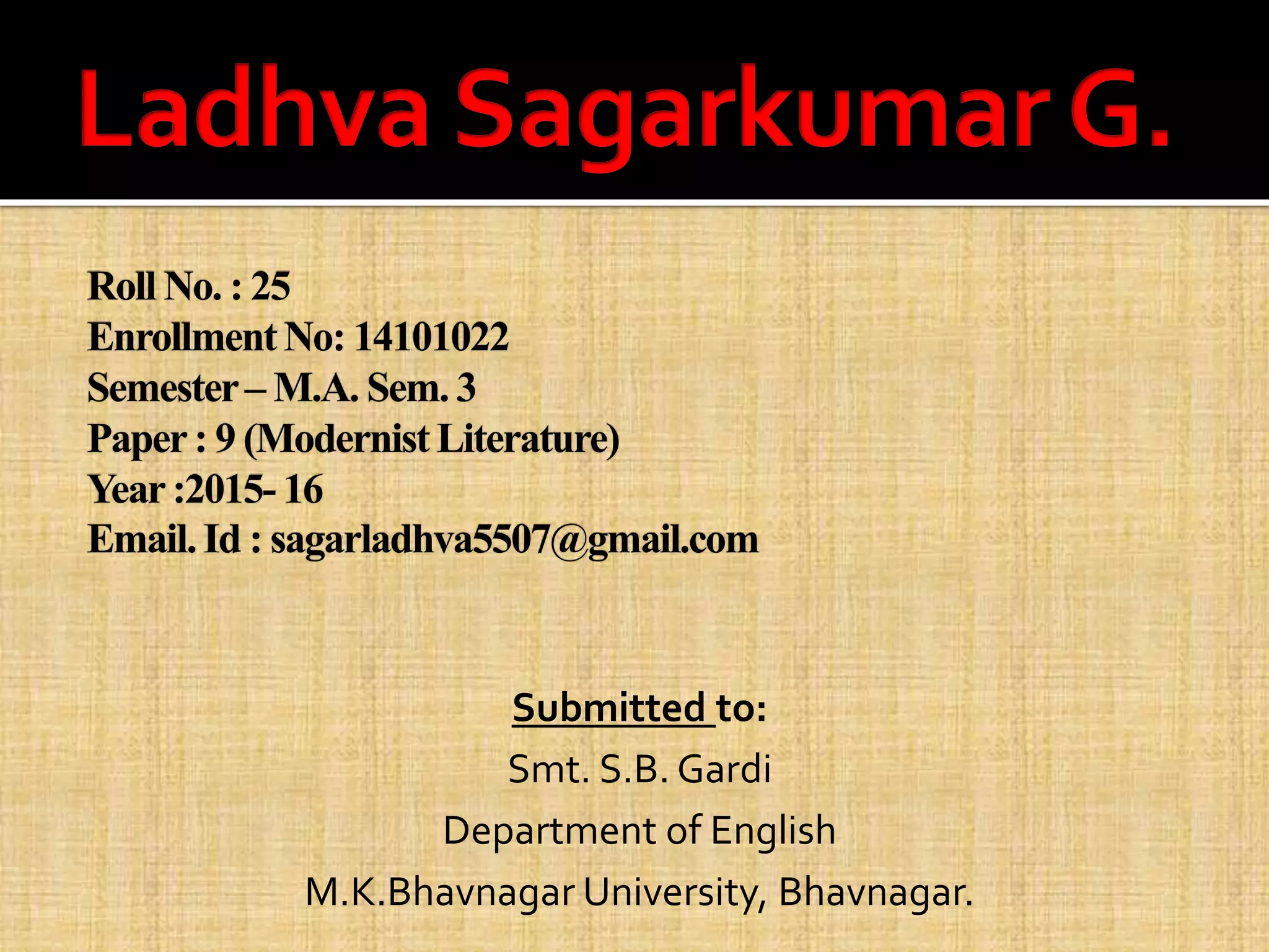 Gothic Elements in T.S. Eliot’s Postmodern Classic “The Waste Land” | PPT