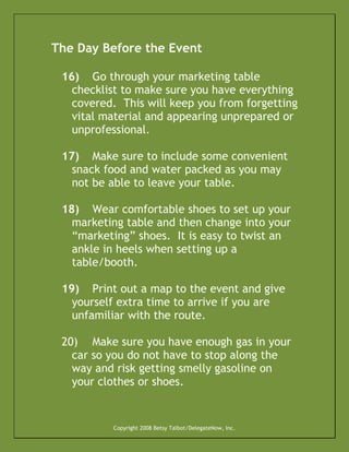 25 Tips For Marketing Table Success | PDF