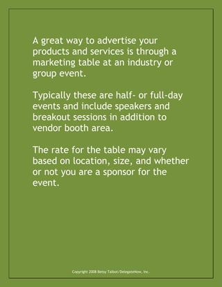 25 Tips For Marketing Table Success | PDF