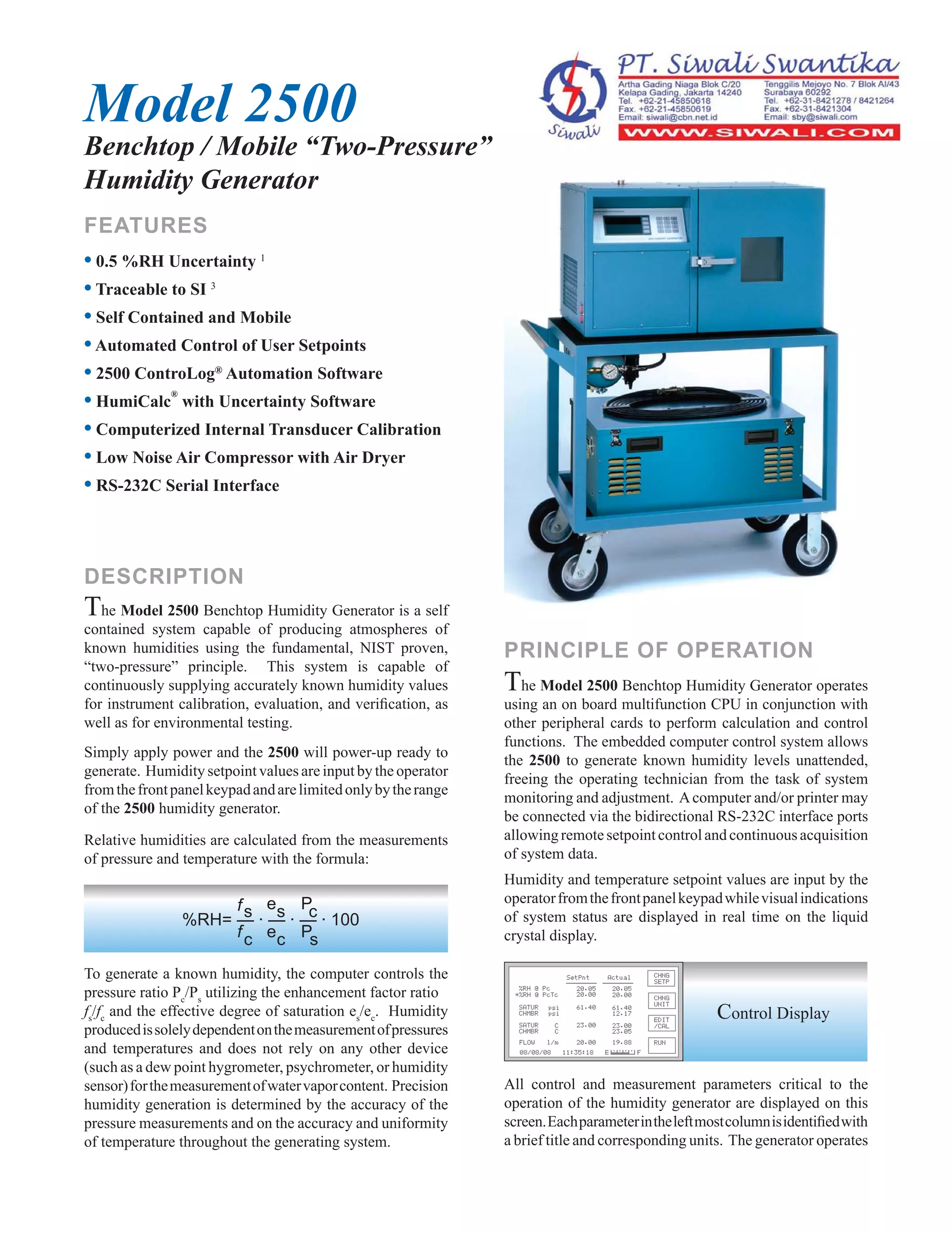 Brosur Thunder Scientific | Model 2500 | Humidity Generator | PDF