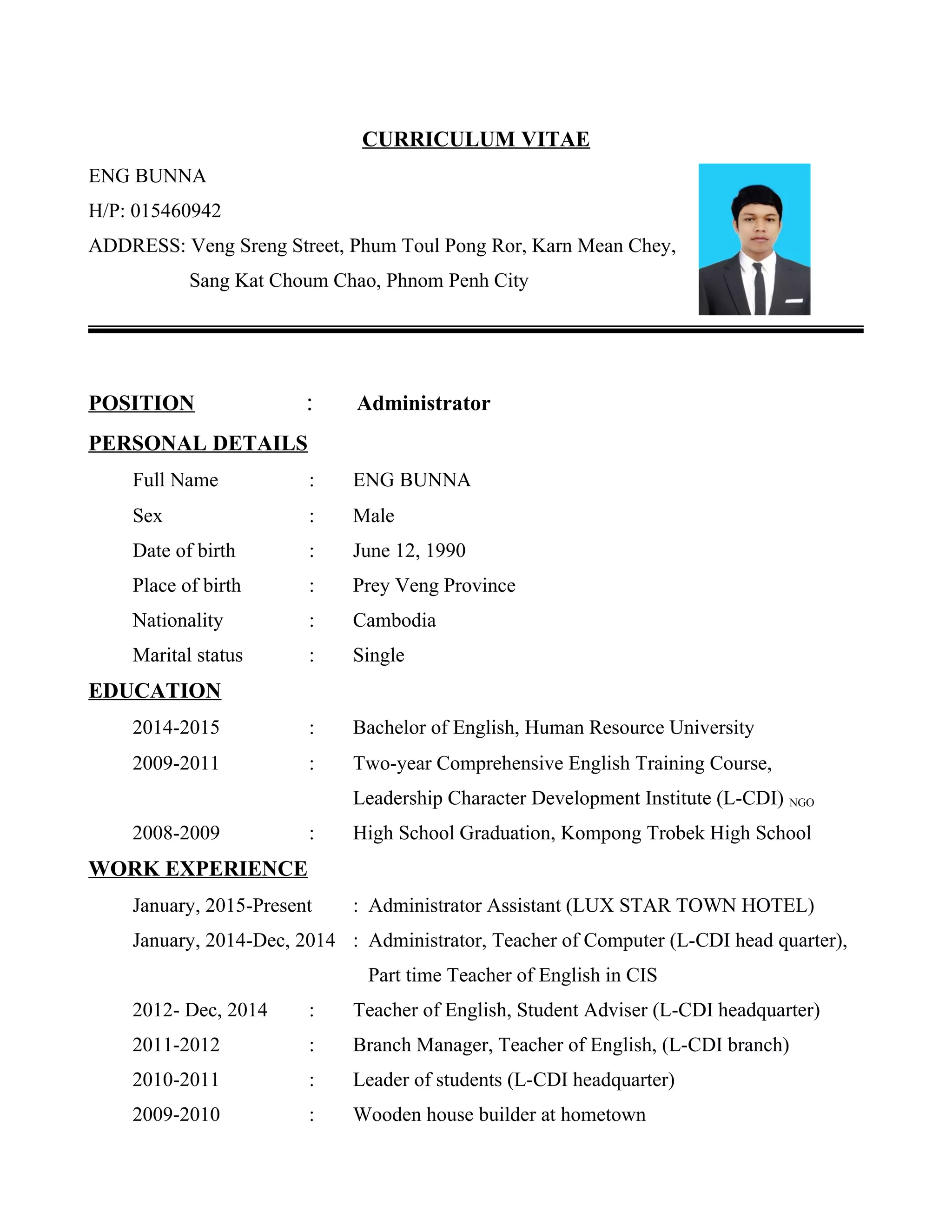 Bunna Eng CV | DOC
