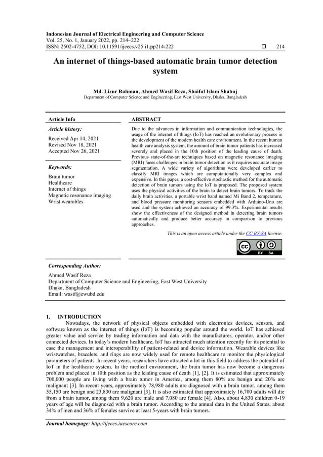 An Internet Of Things Based Automatic Brain Tumor Detection System Pdf
