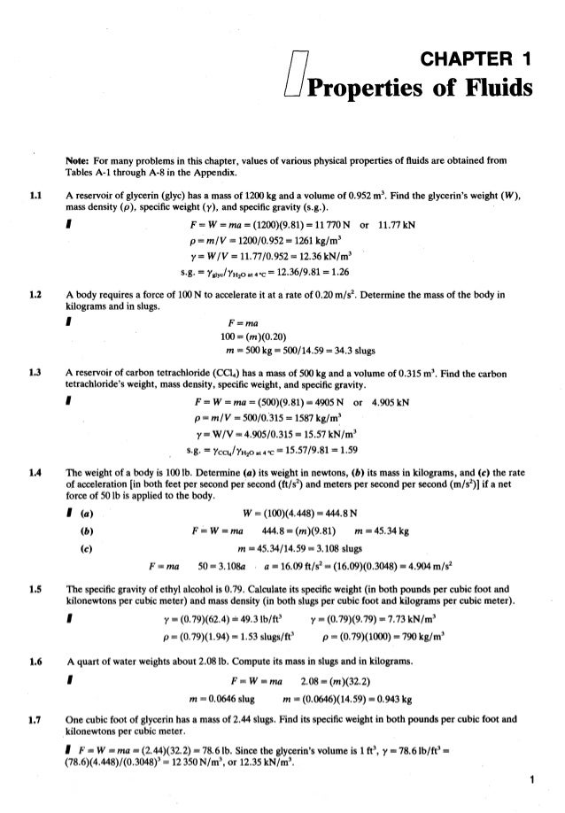 Fluid mechanics and hydraulics: SOLVED PROBLEMS | PDF