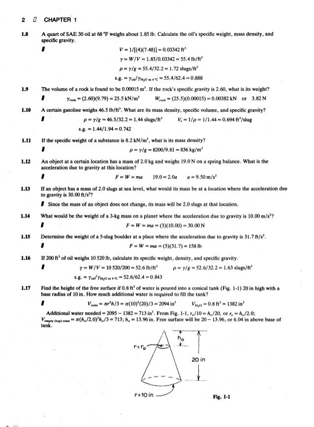 Fluid mechanics and hydraulics: SOLVED PROBLEMS | PDF